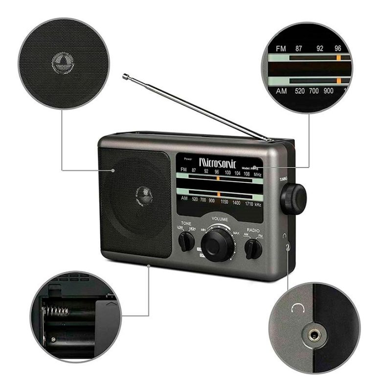 Radio De Mesa Microsonic Am- Fm Corriente Pilas Audio Rad16 - Albion Haus